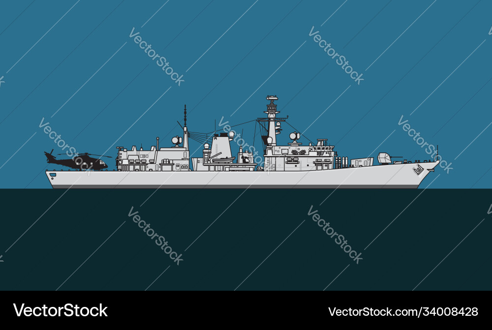 Type 23 Frigate - Royal Navy Royalty Free Vector Image