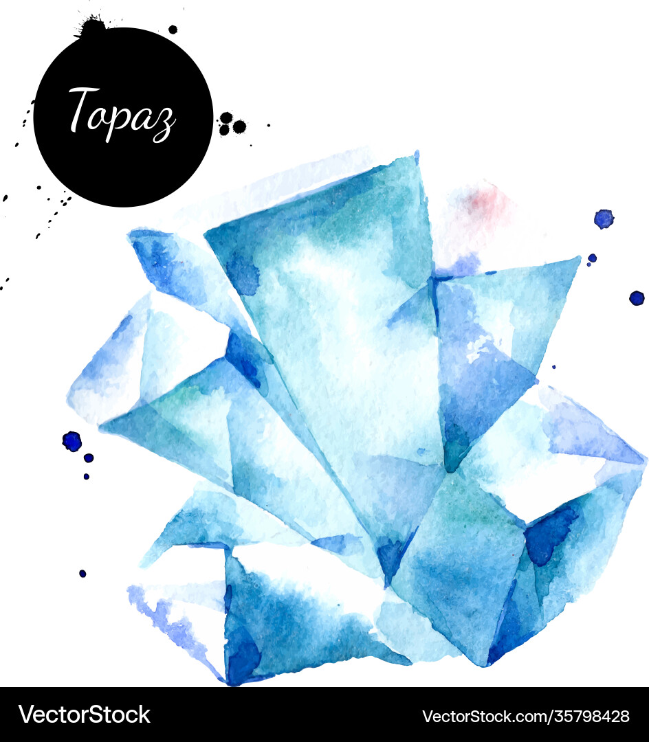 Watercolor hand drawn topaz gemstone crystal Vector Image