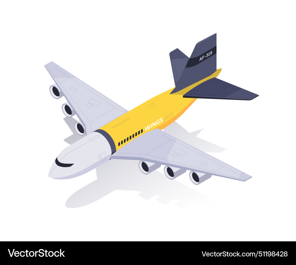 Yellow and blue airplane on a white background Vector Image