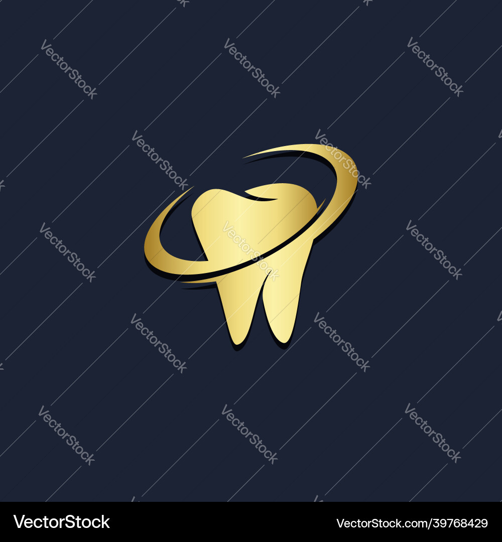 Dental tooth sign gold logo Royalty Free Vector Image