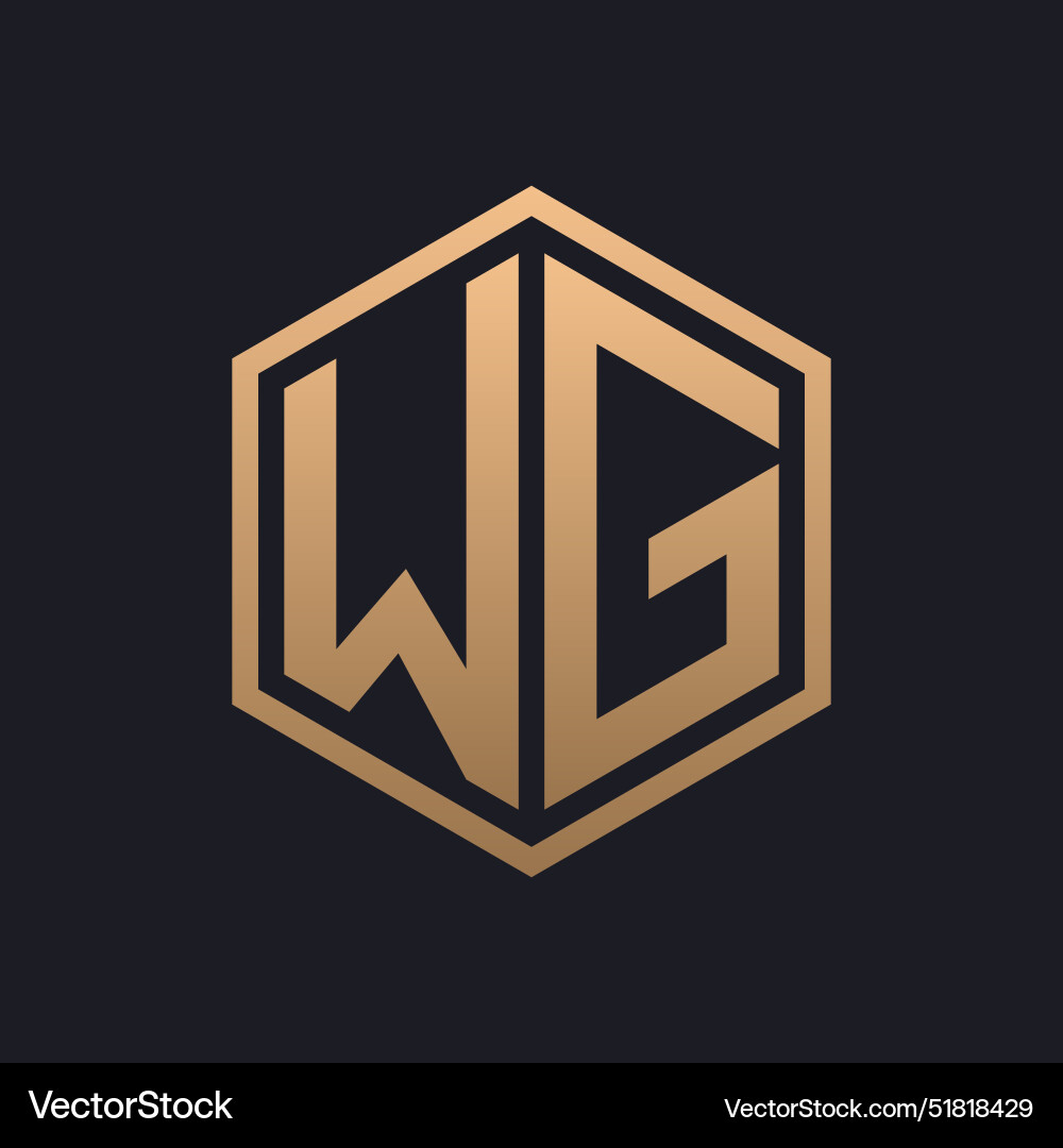 Elegant hexagon letter wg logo design initial Vector Image