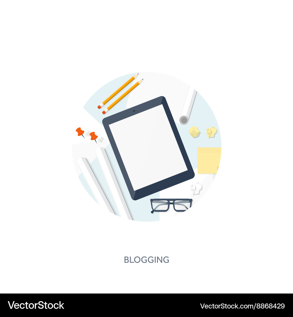 Flat tablet tell your story Royalty Free Vector Image