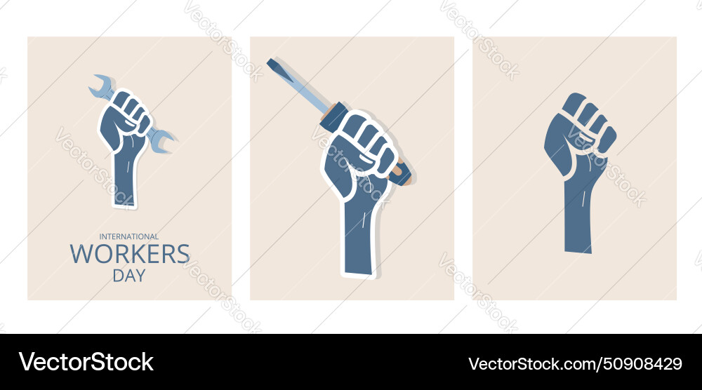 International workers day banner templates set Vector Image