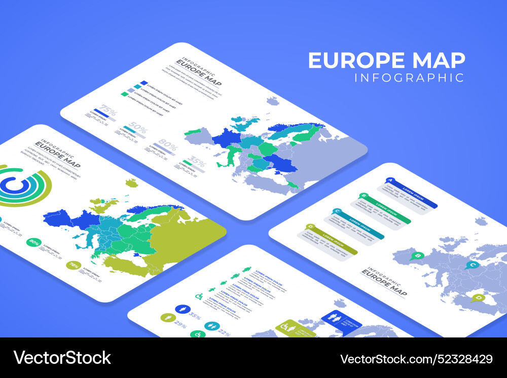 Isometric europe map infographic Royalty Free Vector Image