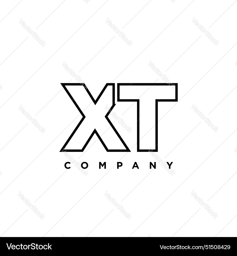 Letter x and t xt logo design template minimal Vector Image