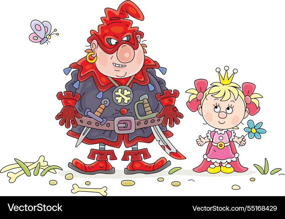 Little princess and an angry ogre Royalty Free Vector Image