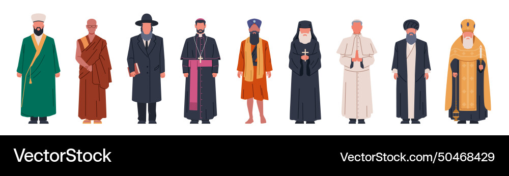 Religion characters clergymen from different Vector Image