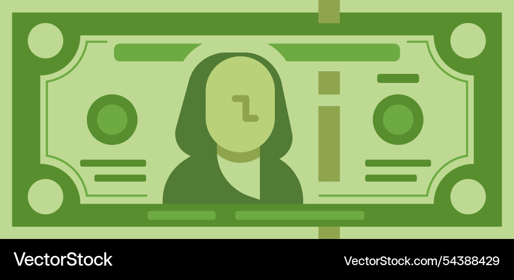 Stylized green banknote depicting simplified Vector Image