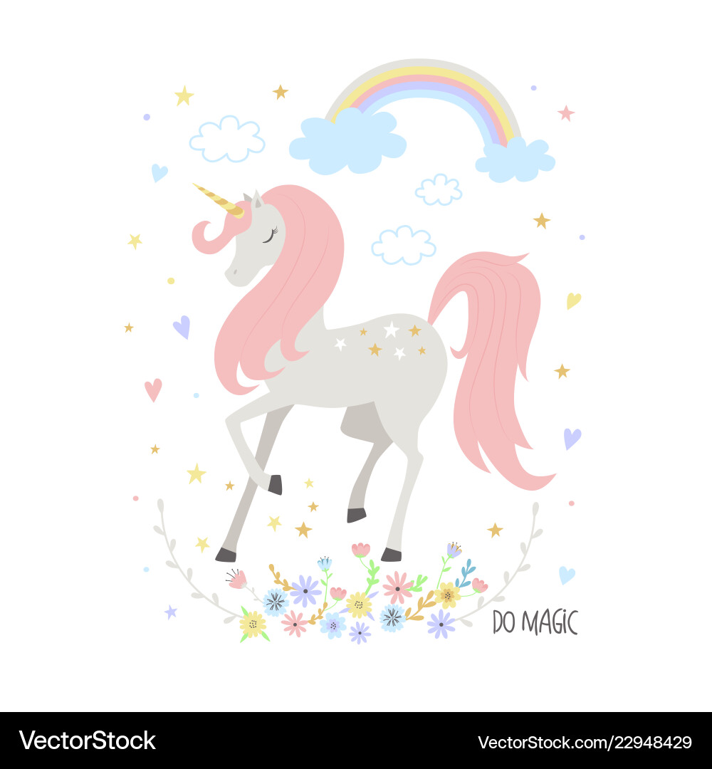 Unicorn cute for kids Royalty Free Vector Image