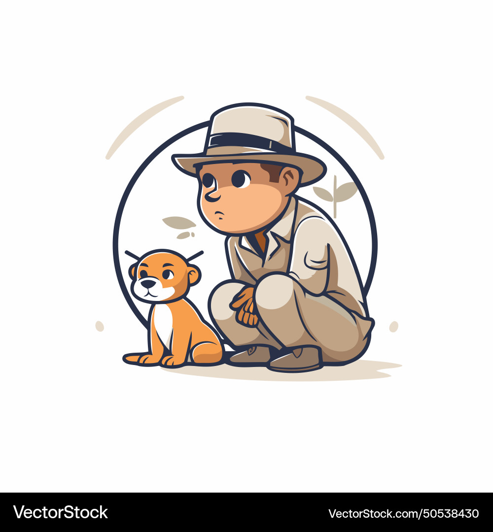 A detective with dog in cartoon style Royalty Free Vector