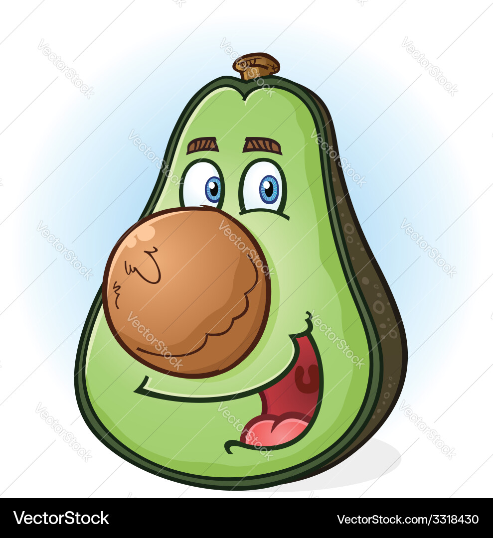 Avocado cartoon character Royalty Free Vector Image