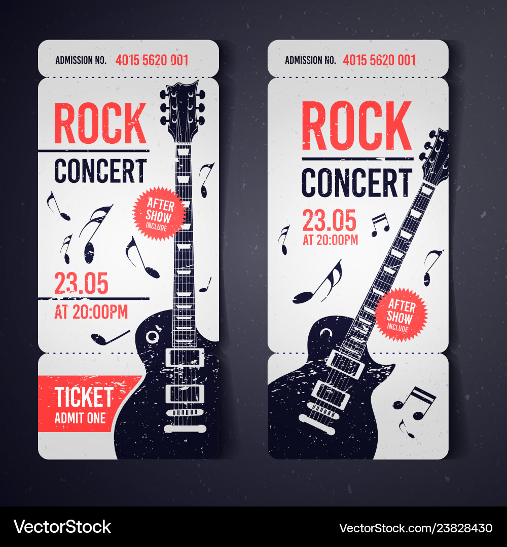 Black rock concert ticket design template Vector Image
