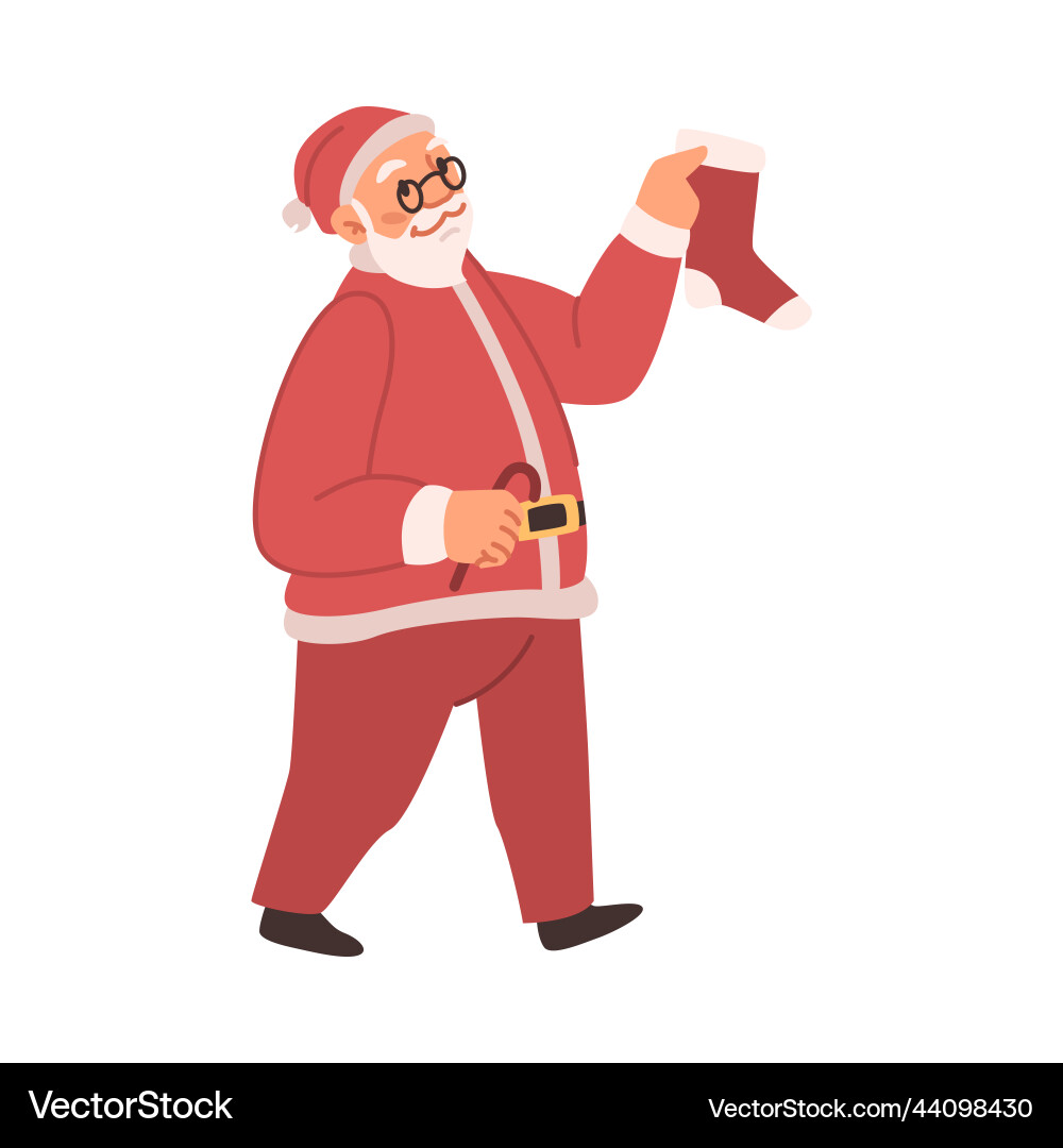 Christmas holiday santa with present sock Vector Image