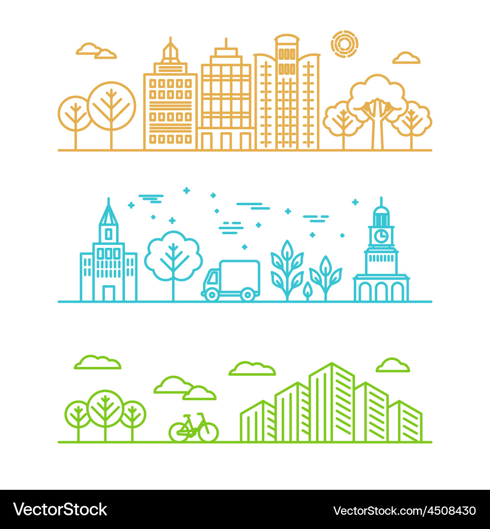 City in linear style Royalty Free Vector Image
