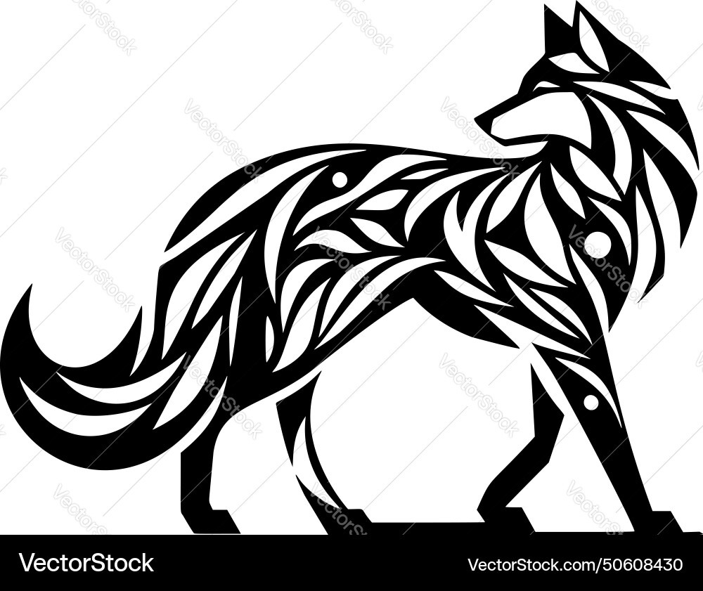Geometric wolf in monochrome Royalty Free Vector Image