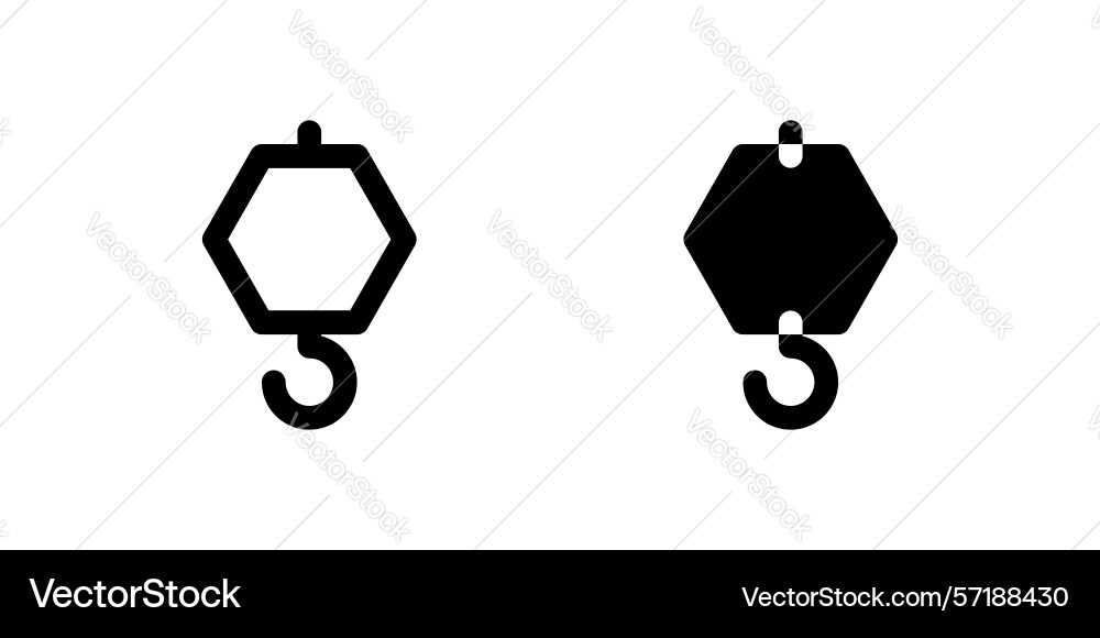 Hook icon set used for lifting pulling Royalty Free Vector