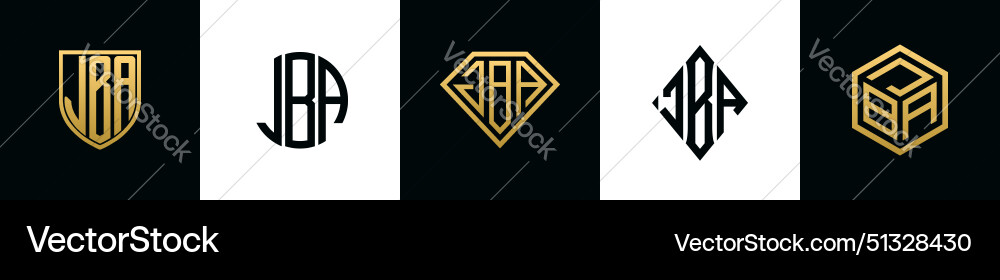 Initial letters jba logo designs bundle Royalty Free Vector