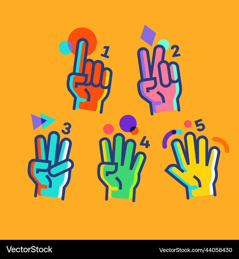 Number hand gesture count 1 2 3 4 5 Royalty Free Vector