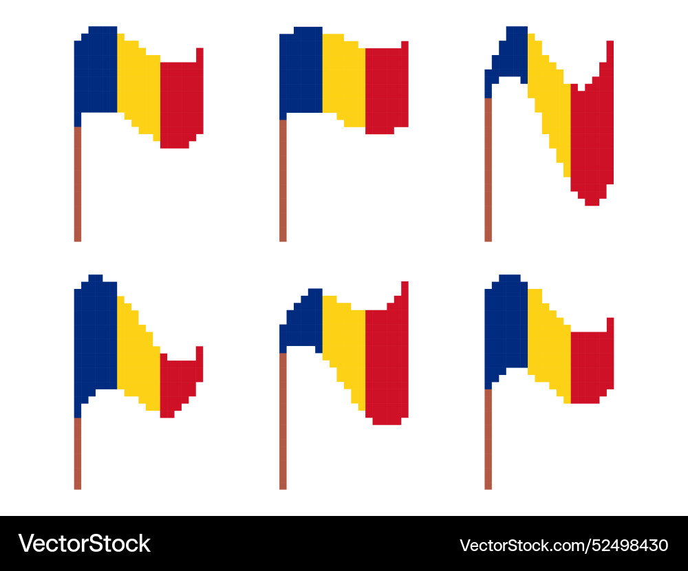 Pixel romanian flag icon set isolated on white Vector Image