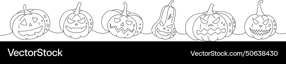 Pumpkins scary faces set autumn halloween Vector Image