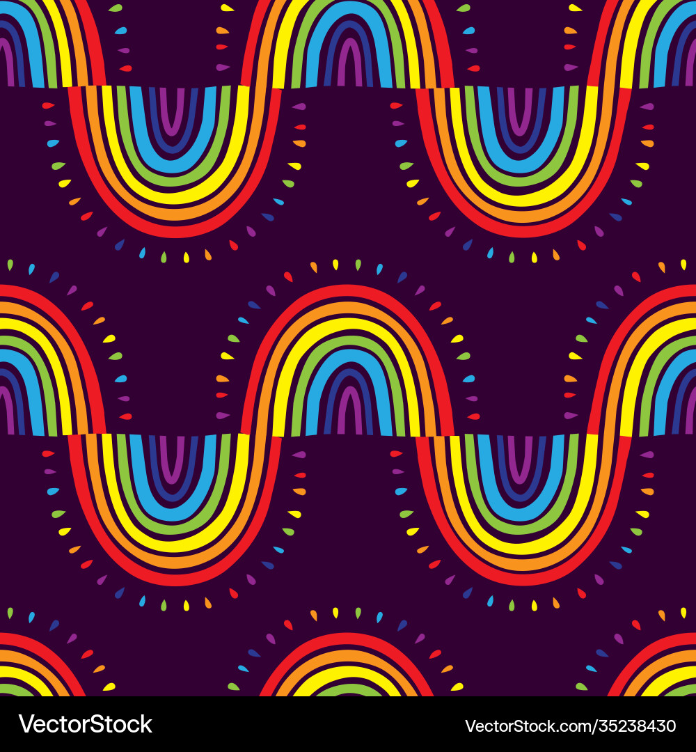 Rainbow pattern cute hand drawn seamless Vector Image