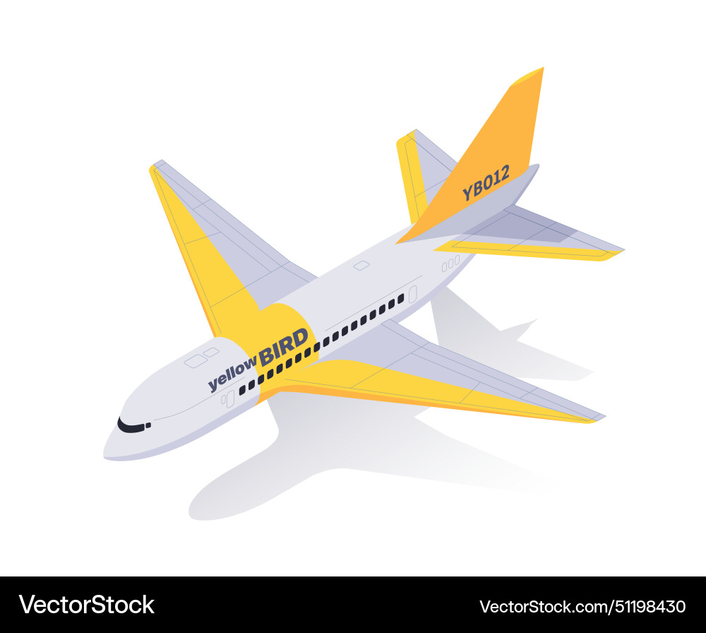 Yellow and white isometric airplane against Vector Image