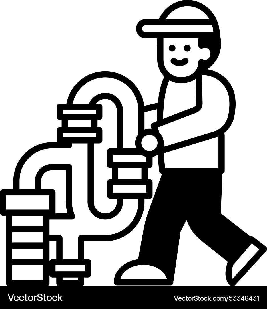 A plumber is holding pipe and walking Royalty Free Vector