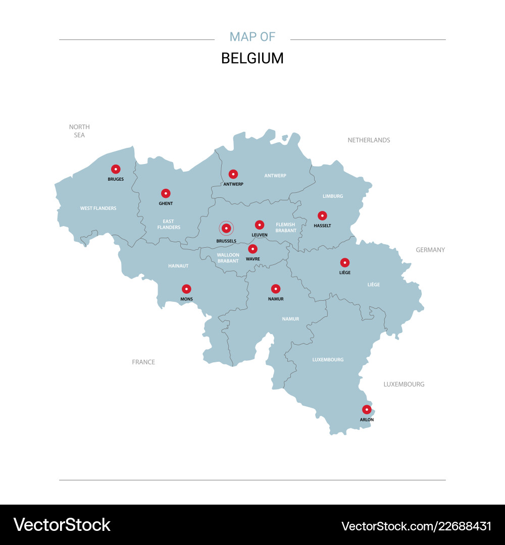 Belgium map with red pin Royalty Free Vector Image