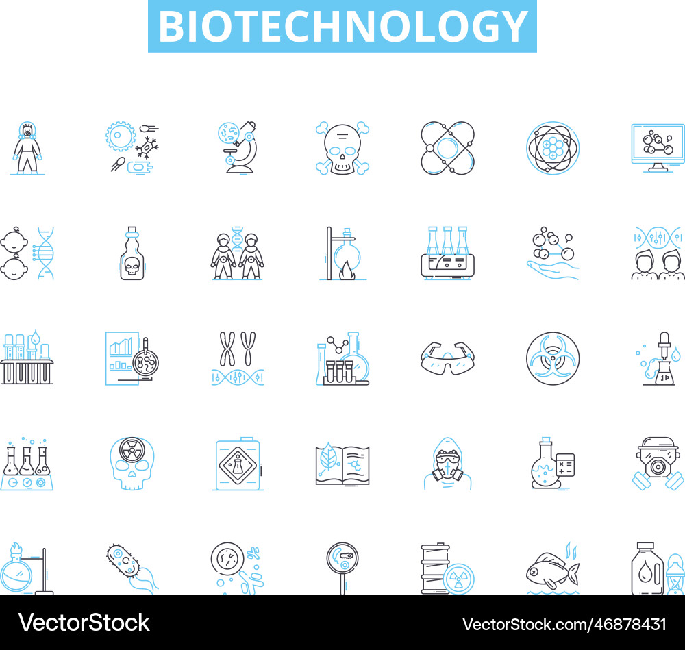 Biotechnology linear icons set genetic Royalty Free Vector