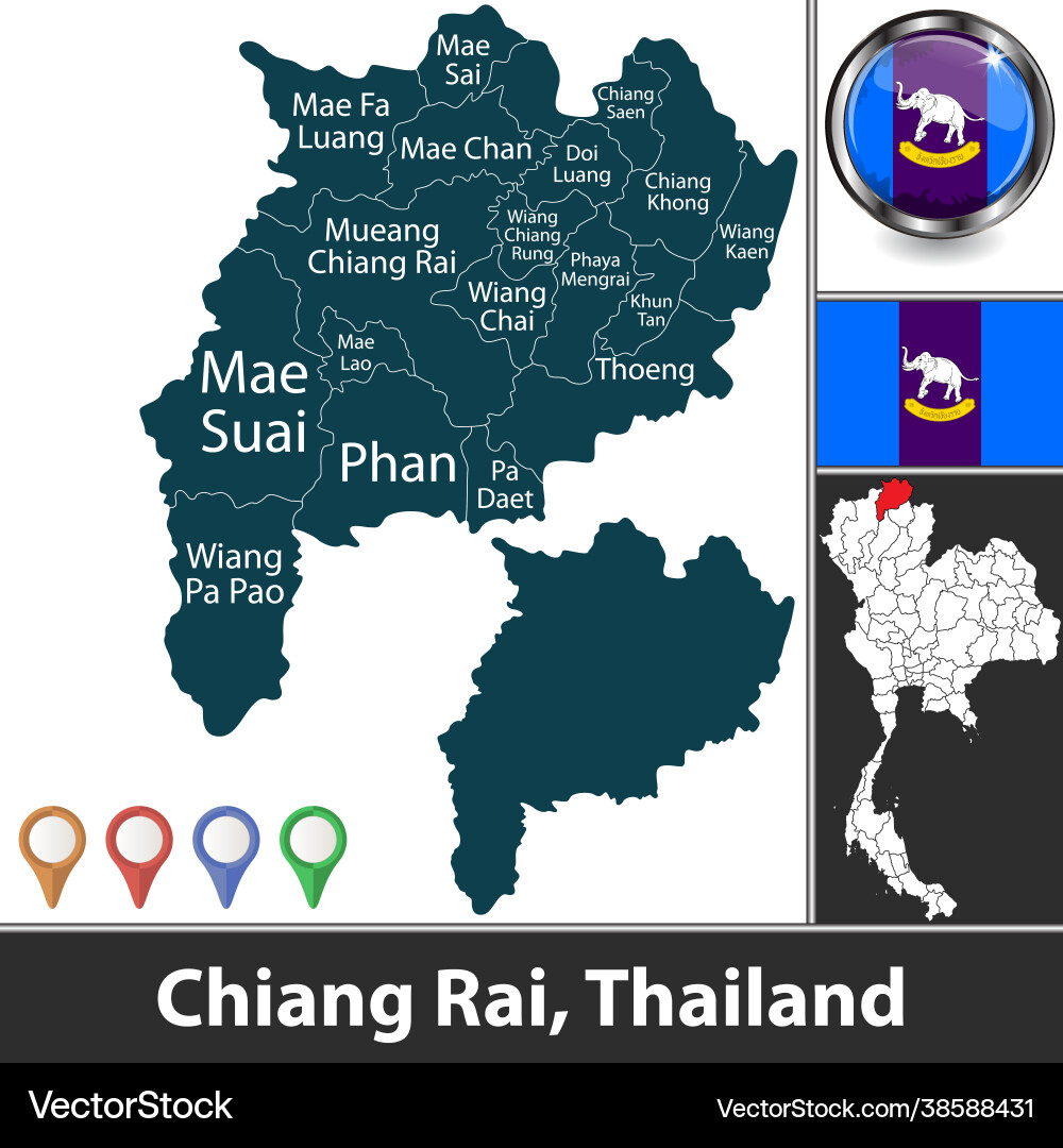 Chiang Rai Thailand Map Royalty Free Vector Image