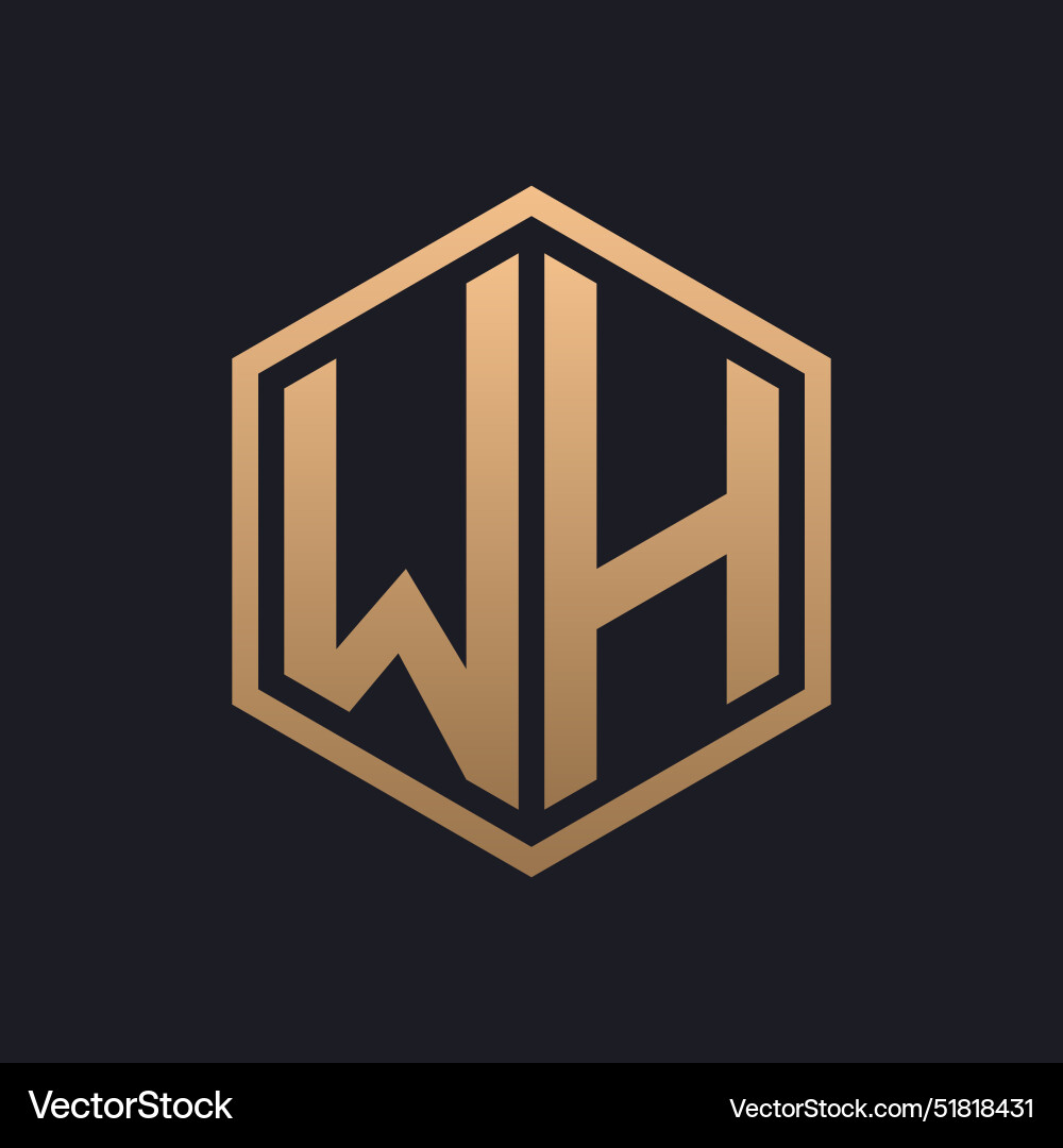 Elegant hexagon letter wh logo design initial Vector Image
