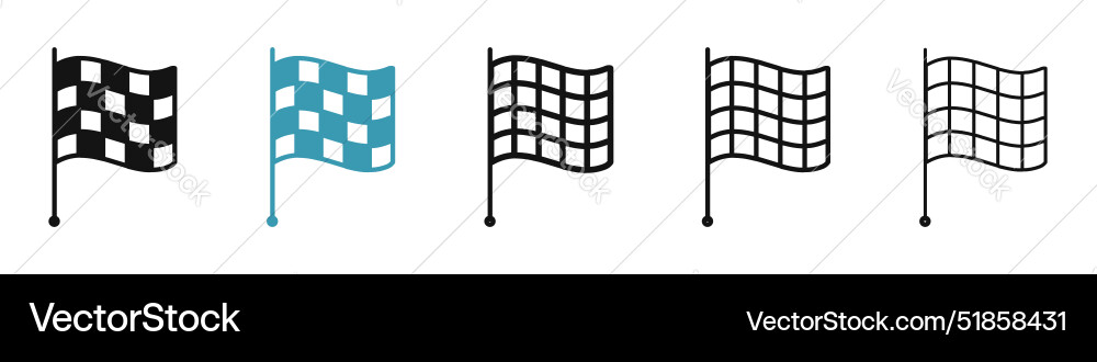 Flag checkered icon set in black and blue colors Vector Image