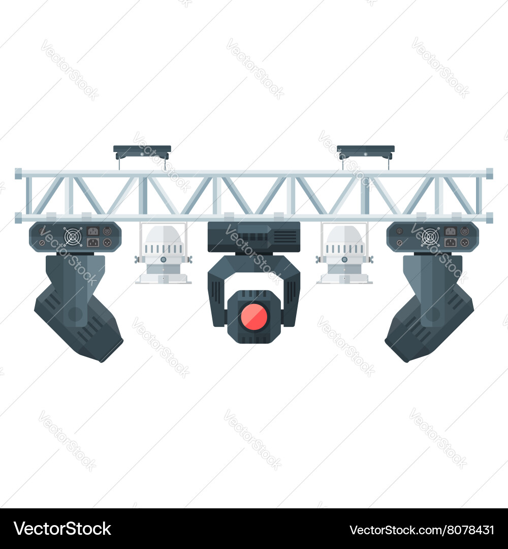 Flat style stage metal truss concert lighting Vector Image