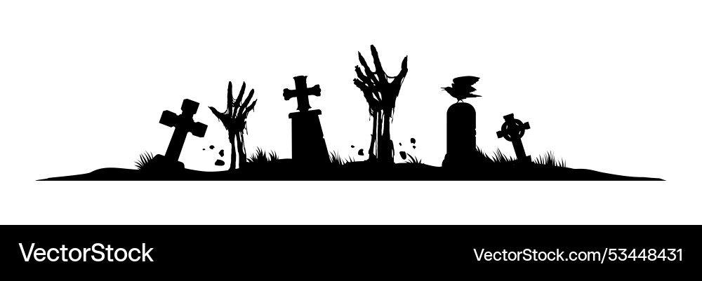 Halloween frame border divider with zombie hands Vector Image