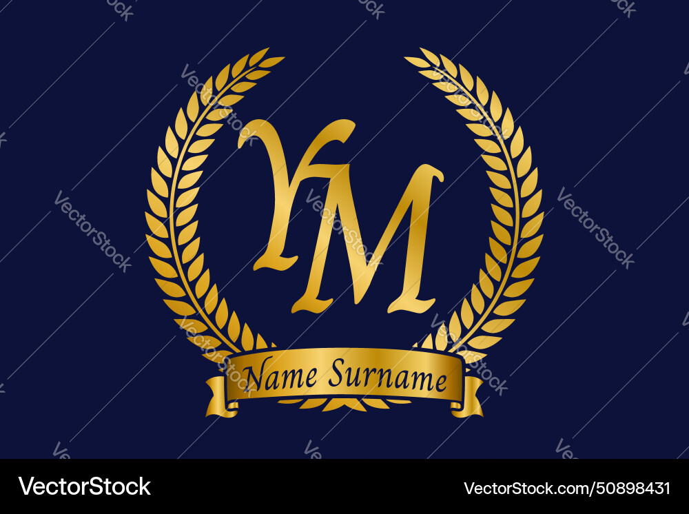 Initial letter y and m ym monogram logo design Vector Image