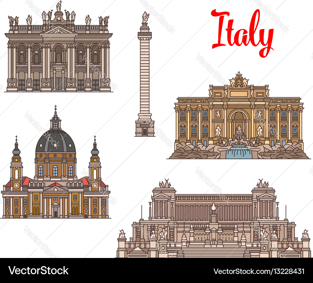 Italian Architectural Landmarks Royalty Free Vector Image