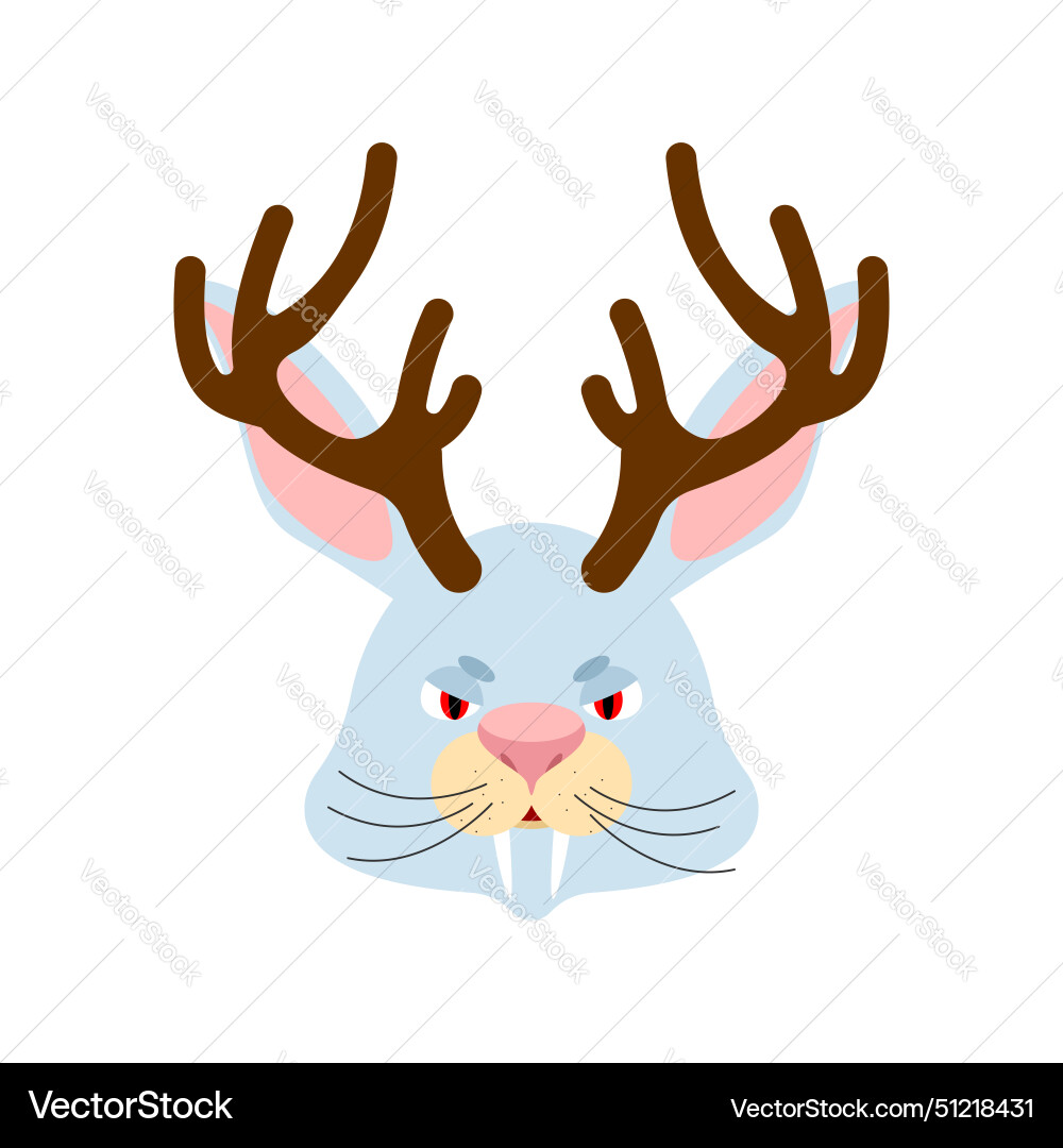 Jackalope isolated hare with antlers mythical Vector Image
