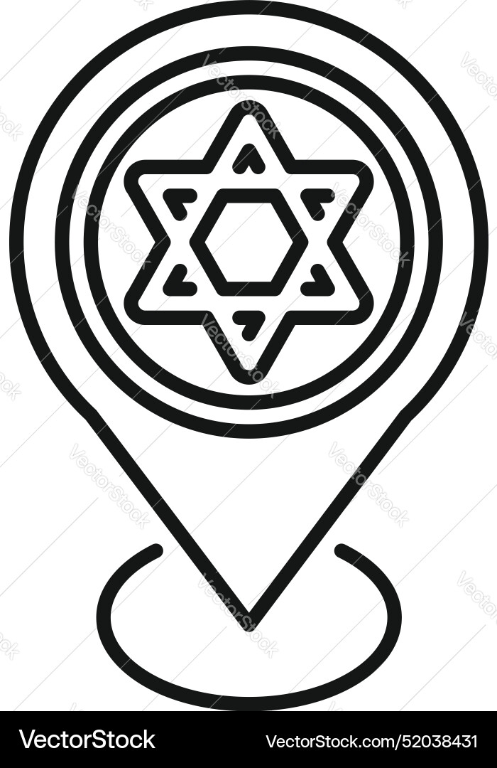 Location pin pointing jewish synagogue Royalty Free Vector