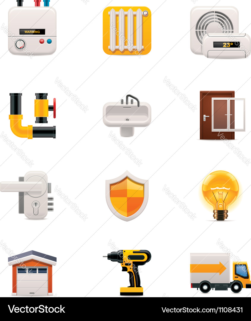 Part two of house renovation icon set Royalty Free Vector