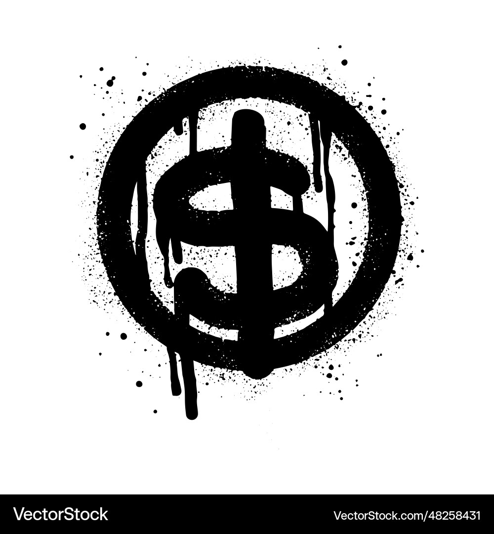 Spray painted graffiti currency Royalty Free Vector Image