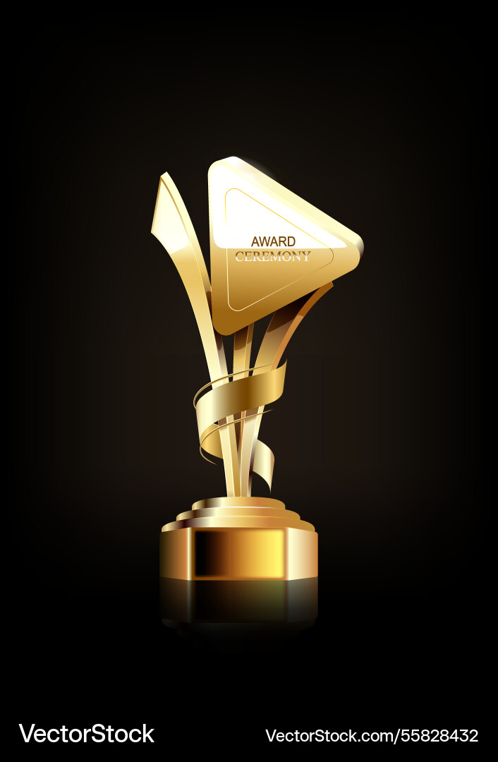 Award ceremony play button golden prize Royalty Free Vector