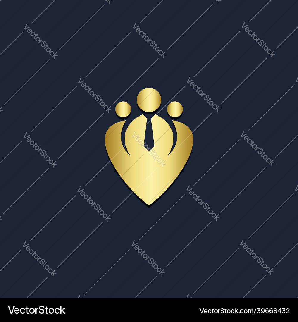 Business man group gold logo Royalty Free Vector Image