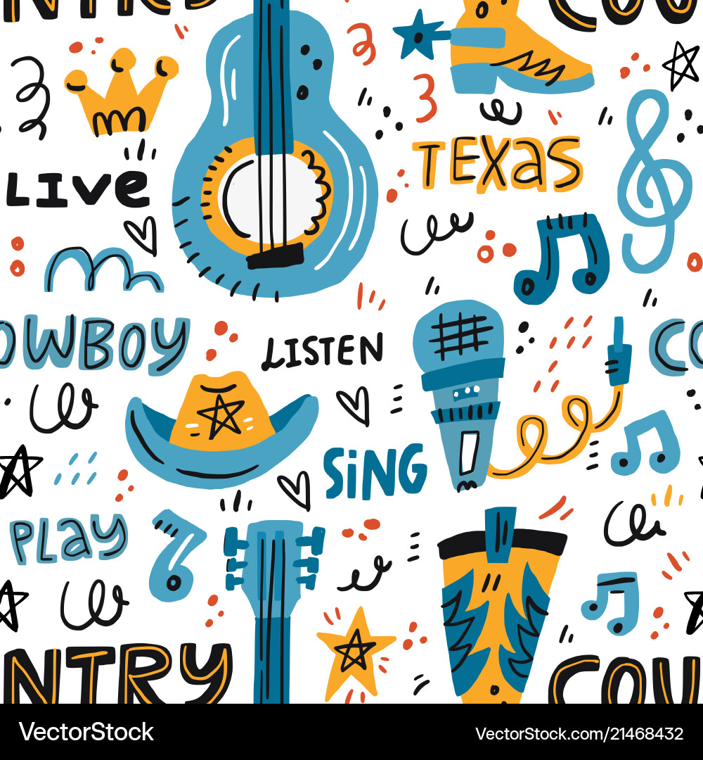 Country Music Pattern Royalty Free Vector Image