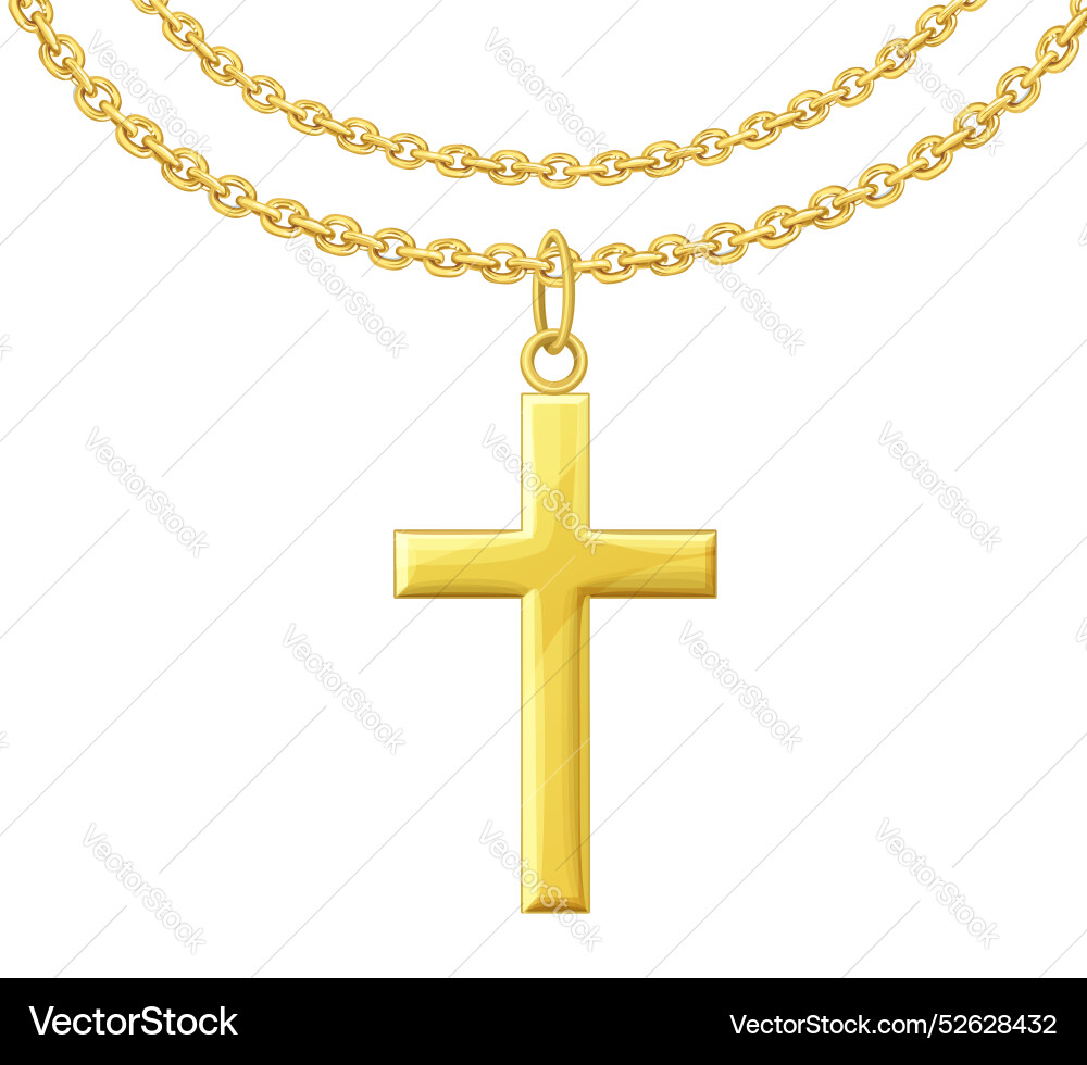 Golden cross with chain icon isolated Royalty Free Vector