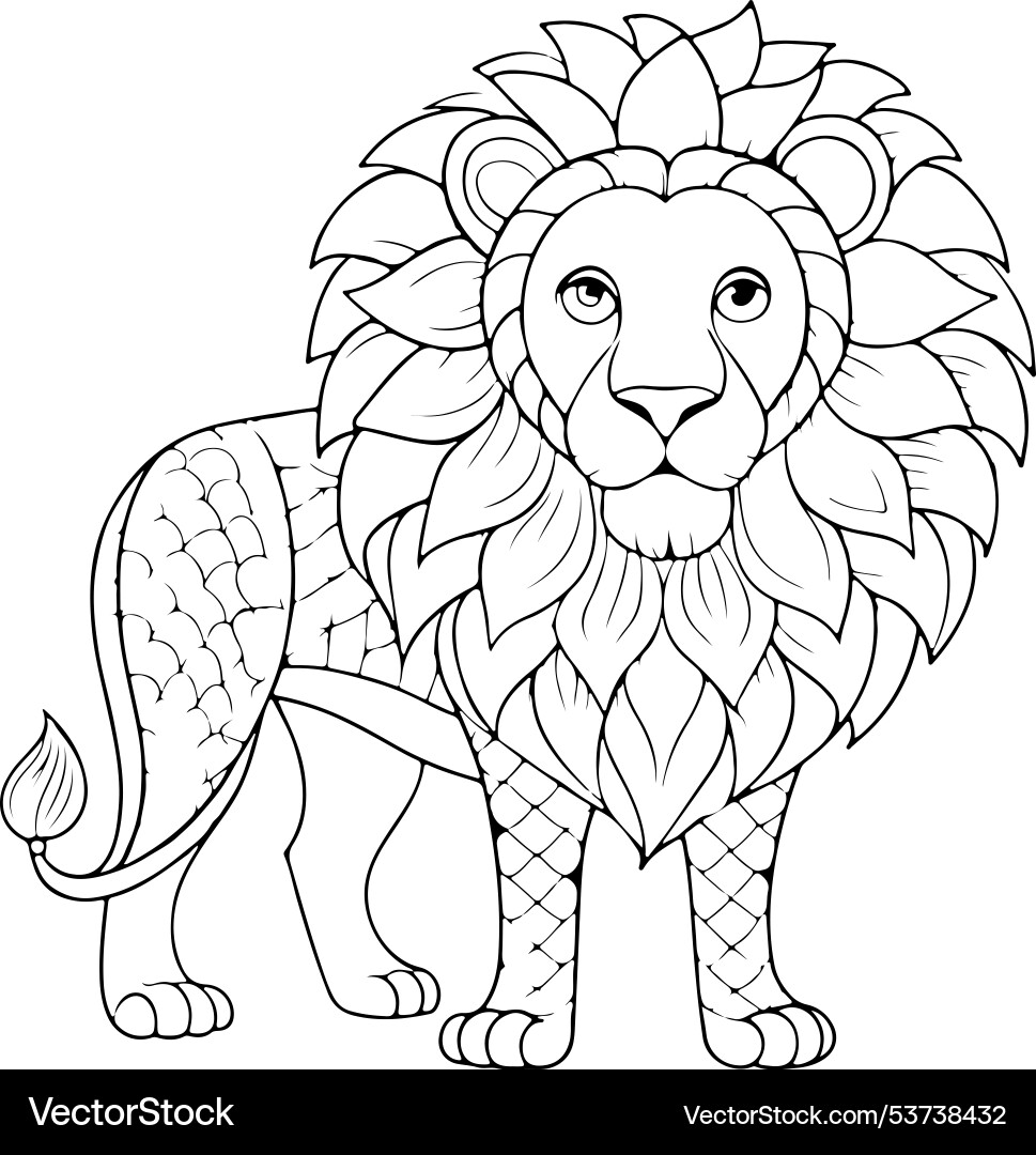 Lion coloring page design Royalty Free Vector Image