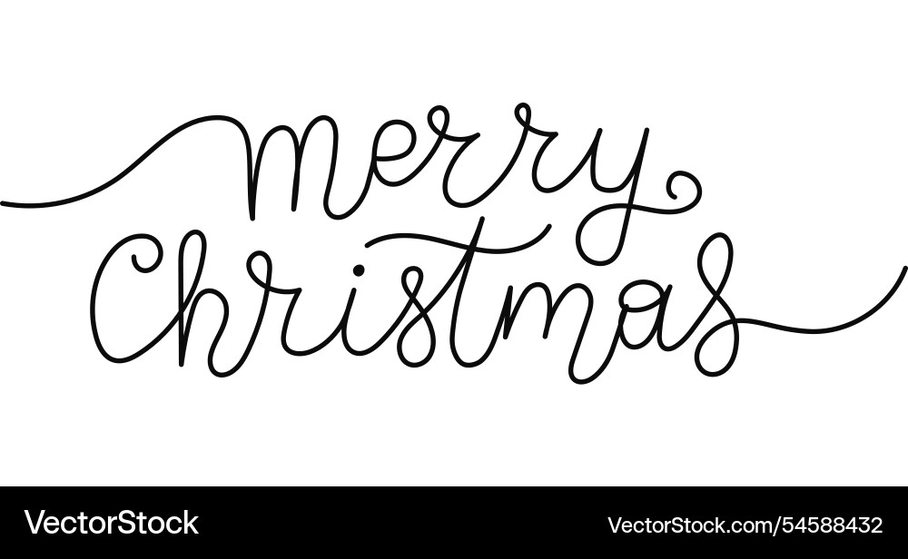 Merry christmas words in one continuous line one Vector Image