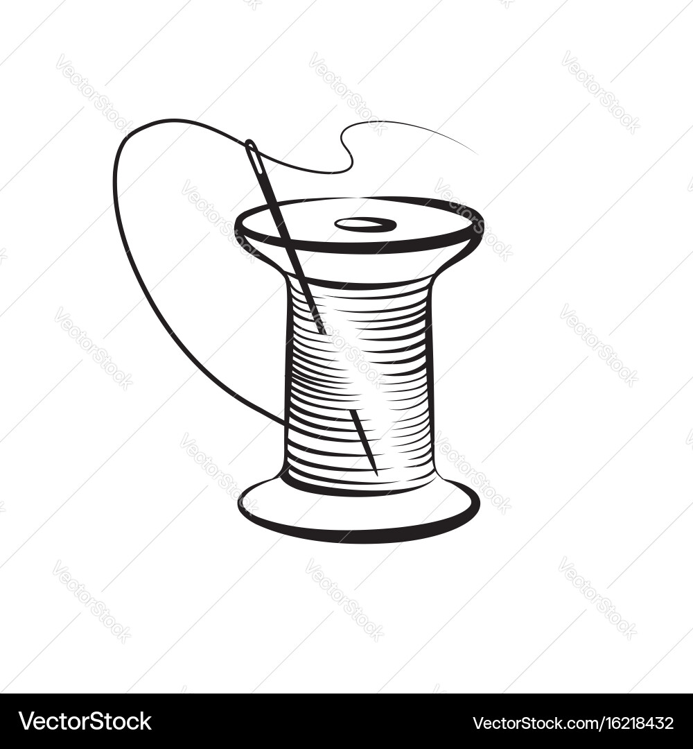 Needle and thread symbol needlework icon fancy Vector Image