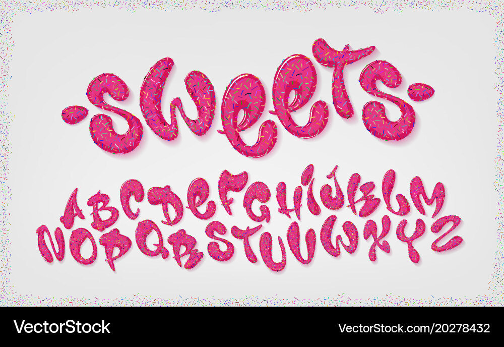 Sweet Script Alphabet - Candy Style Royalty Free Vector