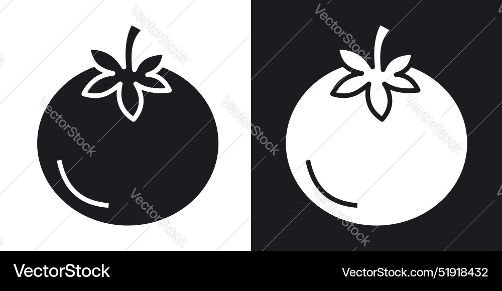 Tomato icon set in solid black and white color Vector Image