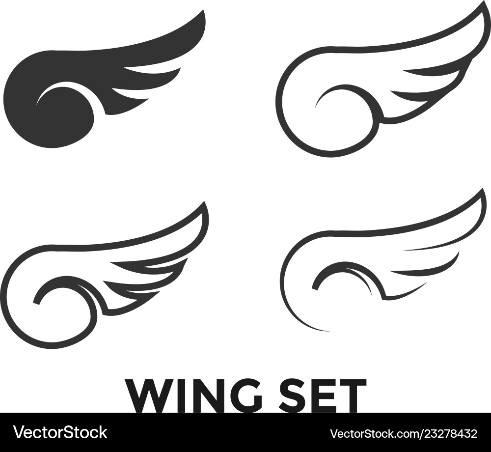 Wing set graphic icon design template Royalty Free Vector